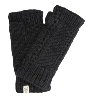 NIRVANNA DESIGNS Diagonal Knit Handwarmers - Black