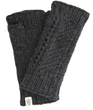 NIRVANNA DESIGNS Diagonal Knit Handwarmers - Charcoal