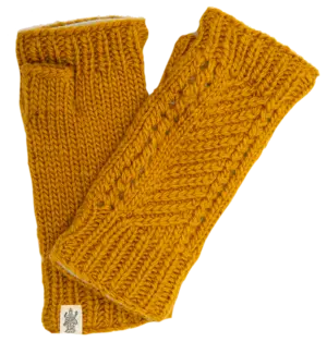 NIRVANNA DESIGNS Diagonal Knit Handwarmers - Honey