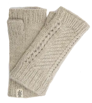 NIRVANNA DESIGNS Diagonal Knit Handwarmers - Linen