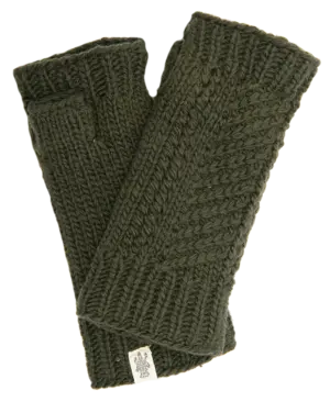 NIRVANNA DESIGNS Diagonal Knit Handwarmers - Olive