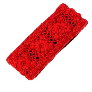 NIRVANNA DESIGNS Flower Crochet Knit Headband - Lipstick