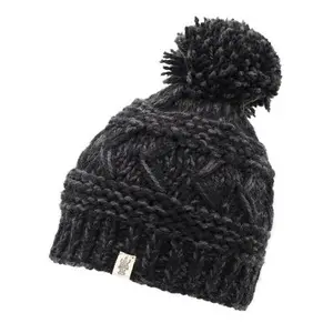 NIRVANNA DESIGNS Reverse Cross Pom Pom Beanie - Black