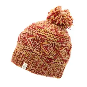 NIRVANNA DESIGNS Reverse Cross Pom Pom Beanie - Honey