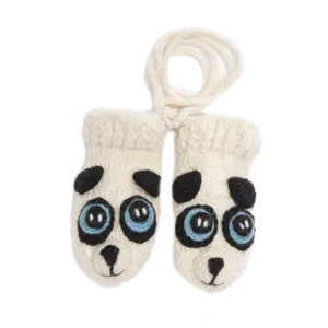 NIRVANNA DESIGNS Crochet Panda Mittens White Combo