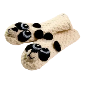 NIRVANNA DESIGNS Crochet Panda Mittens - White Combo