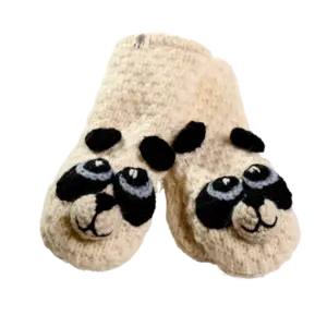 NIRVANNA DESIGNS Crochet Panda Mittens - White Combo