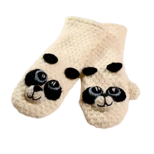 NIRVANNA DESIGNS Crochet Panda Mittens - White Combo
