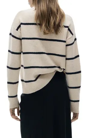 Mango Marina Striped Sweater - Sand