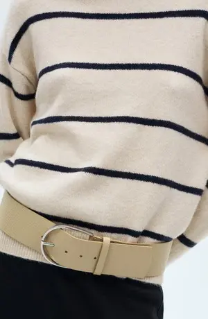 Mango Marina Striped Sweater - Sand