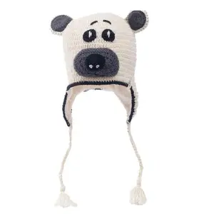NIRVANNA DESIGNS Crochet Bear Beanie - White Combo