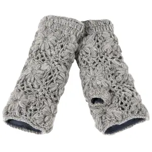 NIRVANNA DESIGNS Nirvana Designs Flower Crochet Fingerless Handwarmers Ash