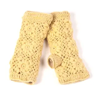 NIRVANNA DESIGNS Nirvana Designs Flower Crochet Fingerless Handwarmers Eggnog