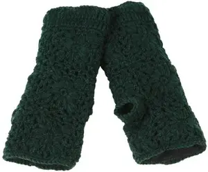 NIRVANNA DESIGNS Flower Crochet Fingerless Handwarmers - Forest