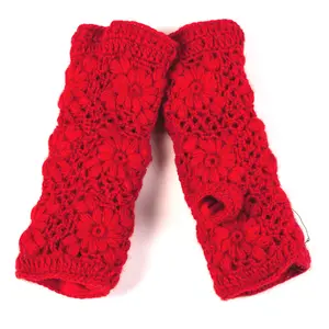 NIRVANNA DESIGNS Nirvana Designs Flower Crochet Fingerless Handwarmers Lipstick