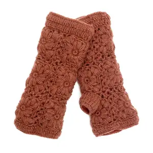 NIRVANNA DESIGNS Nirvana Designs Flower Crochet Fingerless Handwarmers Rust