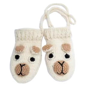 NIRVANNA DESIGNS Crochet Pony Mittens - White