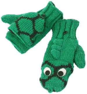 NIRVANNA DESIGNS Nirvana Designs Dinosaur Cover Mittens Green