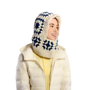 NIRVANNA DESIGNS Crochet Patch Hood - White