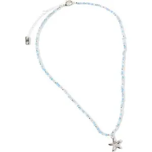 RUBI SHOES Beaded Necklace Up Blue Beading Silver
