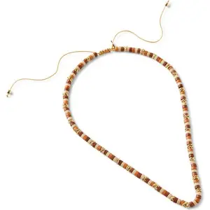 RUBI SHOES Beaded Necklace Up Brown Gold Disc Beads