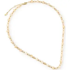 RUBI SHOES Beaded Necklace Up Gold Creamy Beige Swirl