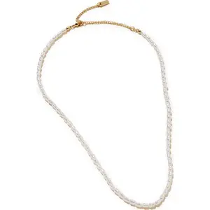 RUBI SHOES Beaded Necklace Up Gold Pearl