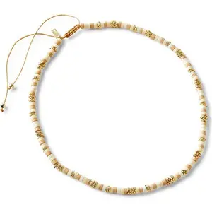 RUBI SHOES Beaded Necklace Up Ivory Gold Disc Beads