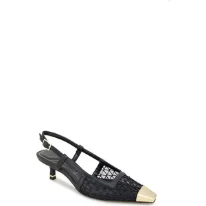 KENNETH COLE Maxine Kitten Heel Slingback Pump - Black Mesh
