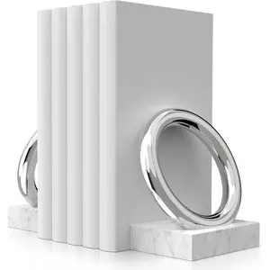 ANNA NEW YORK Ring Marble Bookends - White And Silver