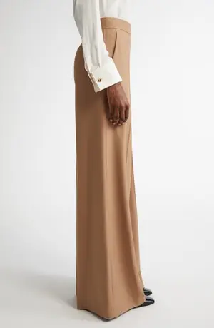 Max Mara Ninfa Virgin Wool Wide Leg Pants - Camel