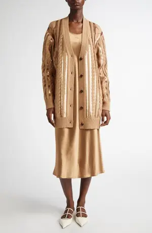 Max Mara Banjo Silk Satin Midi Dress - Camel
