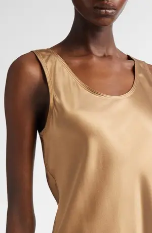 Max Mara Banjo Silk Satin Midi Dress - Camel