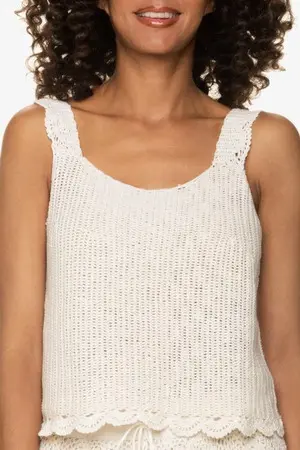Helen Jon Scallop Crochet Tank - Ivory