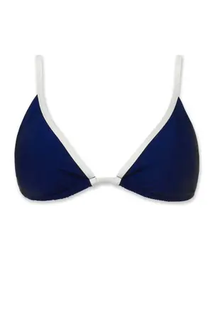 Helen Jon Over-the-shoulder String Bikini Top - Navy Ivory