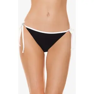 Helen Jon String Bikini Bottom With Binding Black White