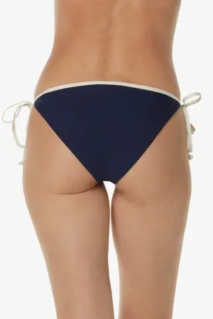 Helen Jon String Bikini Bottom With Binding - Navy Ivory