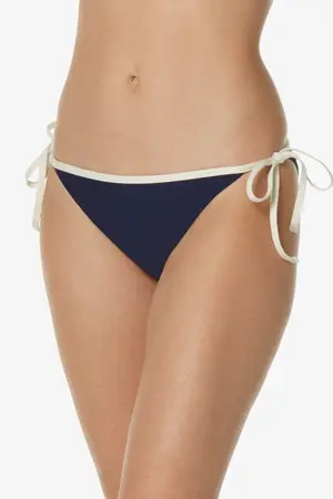 Helen Jon String Bikini Bottom With Binding - Navy Ivory