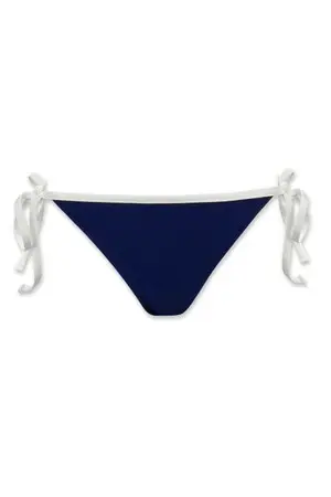 Helen Jon String Bikini Bottom With Binding - Navy Ivory