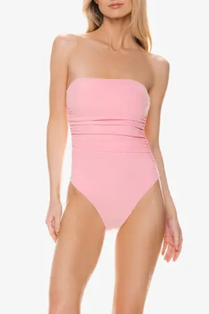 Helen Jon Classic Bandeau One-piece - Jacquard Textured Shell Pink
