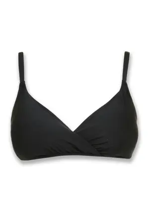 Helen Jon Shirred Crossover Bra - Black