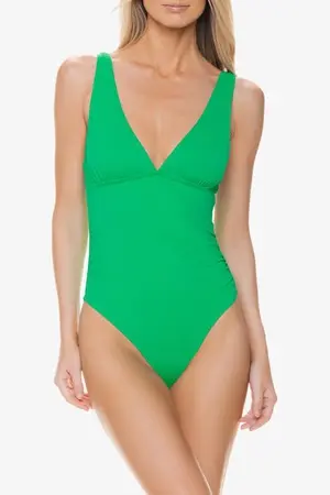 Helen Jon Olivia One-piece - Chevron Textured Kelly Green