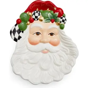 SPODE Christmas Tree Santa Cookie Plate - Green