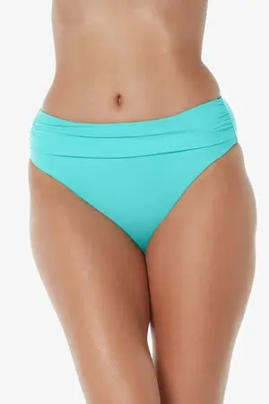 Helen Jon Shirred Bikini Bottom - Textured Seafoam Aqua