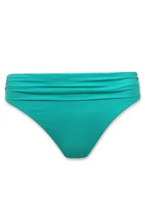 Helen Jon Shirred Bikini Bottom - Textured Seafoam Aqua