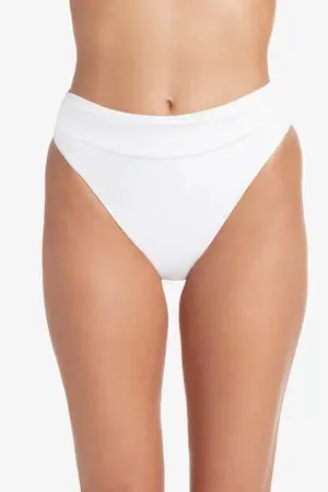 Helen Jon Shirred Bikini Bottom - Textured White