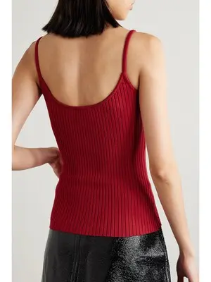 COURREGES Reedition Appliquéd Ribbed-knit Tank - Red