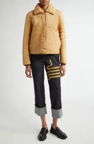Thom Browne Genuine Shearling Jacket - Camel