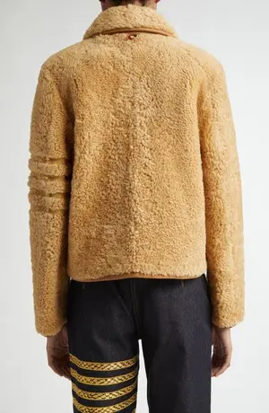Thom Browne Genuine Shearling Jacket - Camel
