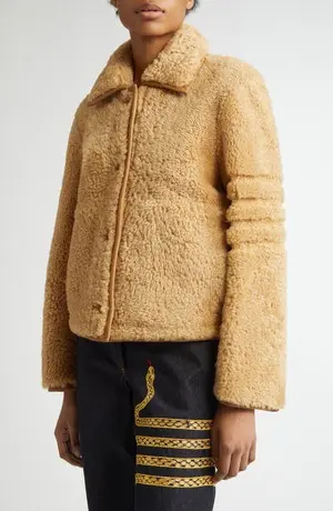 Thom Browne Genuine Shearling Jacket - Camel